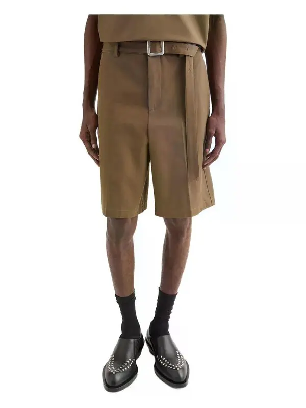 JIL SANDER Cotton Belted Shorts - Brown