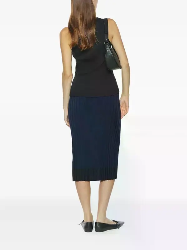 Maison Kitsuné Baby Fox-patch Ribbed Midi Skirt - Blue