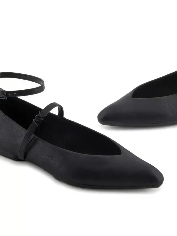 Armani Exchange Pointed Toe Ballerina Shoes With Ankle Strap