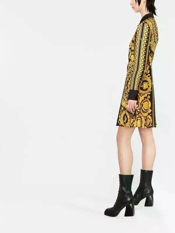 Versace Barocco Silk Mini Shirt Dress
