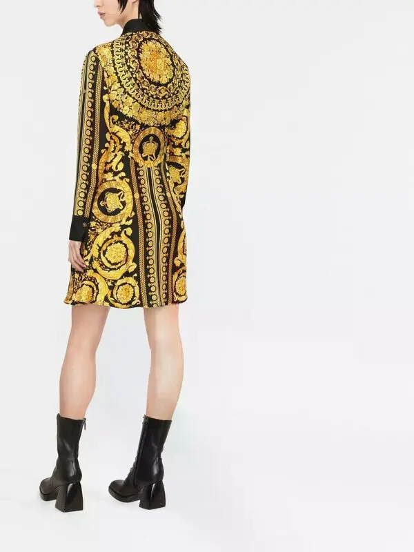Versace Barocco Silk Mini Shirt Dress