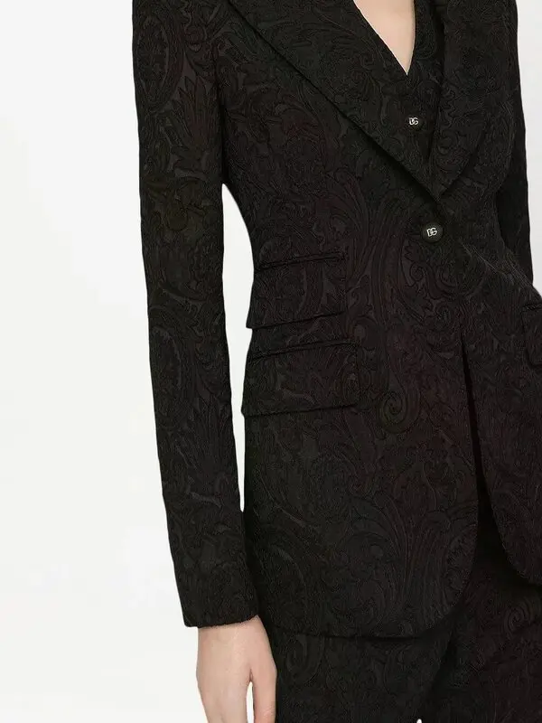 Dolce & Gabbana Turlington Jacquard Single-breasted Blazer - Black