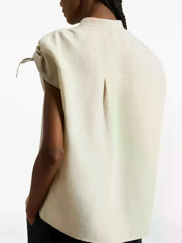 Woolrich Sleeveless Button-up Blouse With Drawstring Sleeves