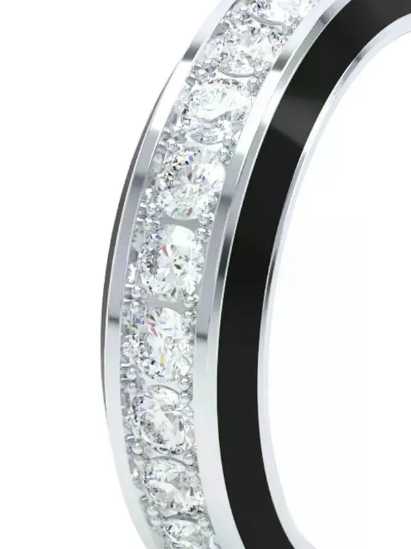 LOEV 18k Recycled White Gold Pave-set Diamond And Black Enamel Eternity Ring