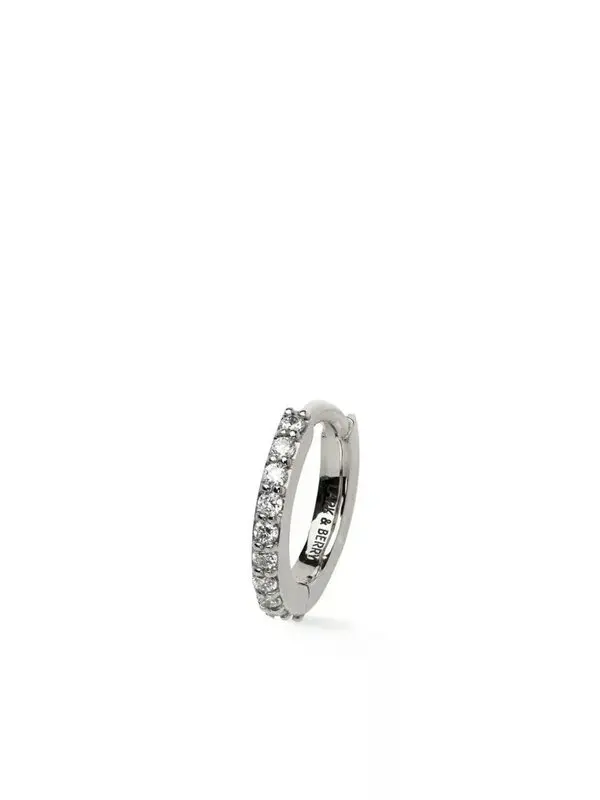 LARK & BERRY 14kt White Gold Diamond Pavé Huggie Hoop Earring - Silver