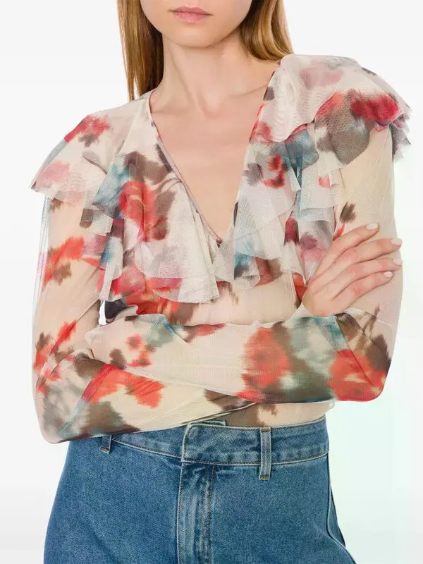 Philosophy Di Lorenzo Serafini Floral Print Ruffled Blouse