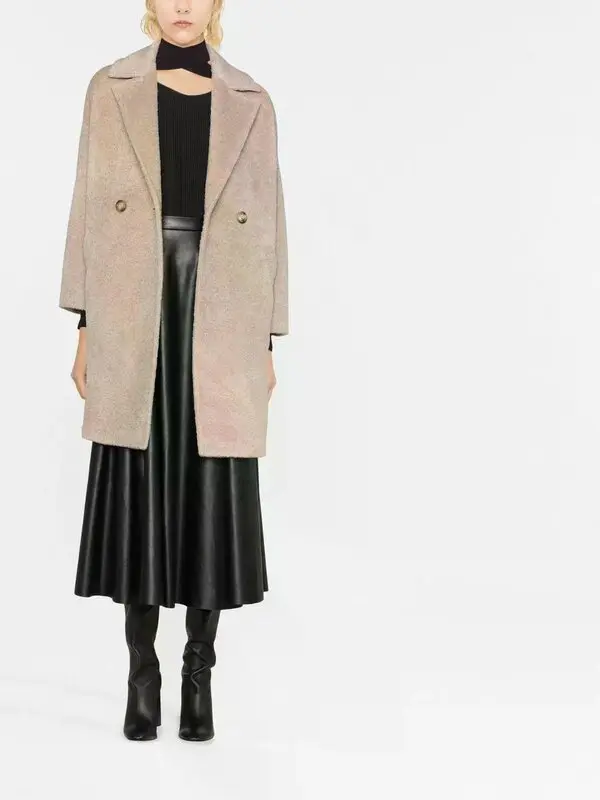 BLANCA VITA Tuia Textured Double-breasted Coat - Neutrals