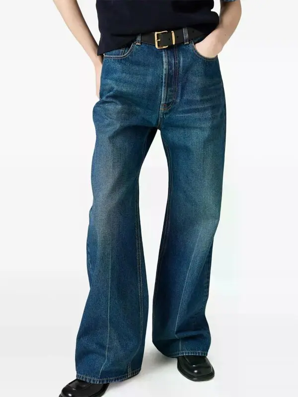 Miu Miu Logo-appliqué Wide-leg Jeans - Blue