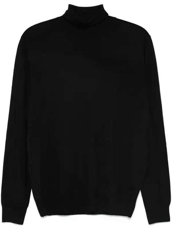Corneliani Virgin Wool Fine Knit Mock Neck Sweater