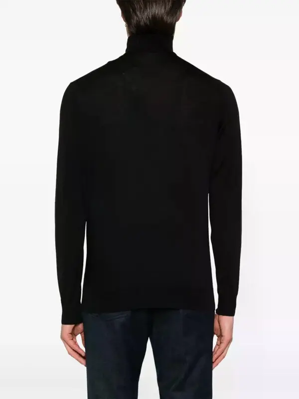 Corneliani Virgin Wool Fine Knit Mock Neck Sweater