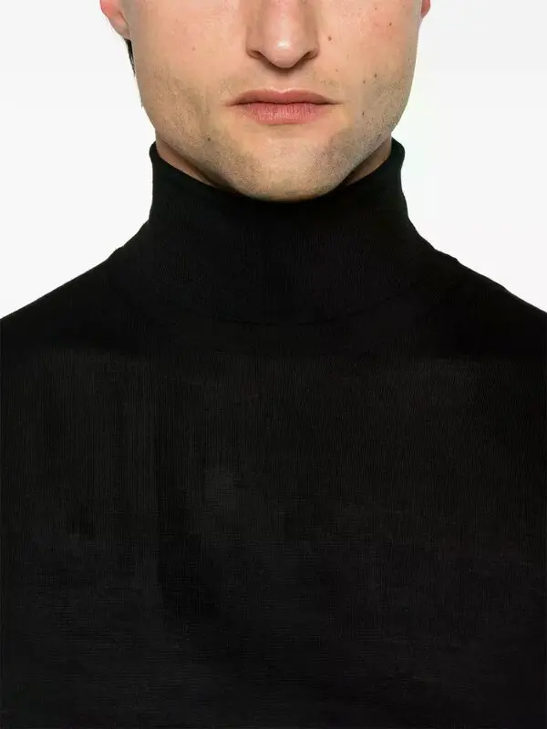 Corneliani Virgin Wool Fine Knit Mock Neck Sweater