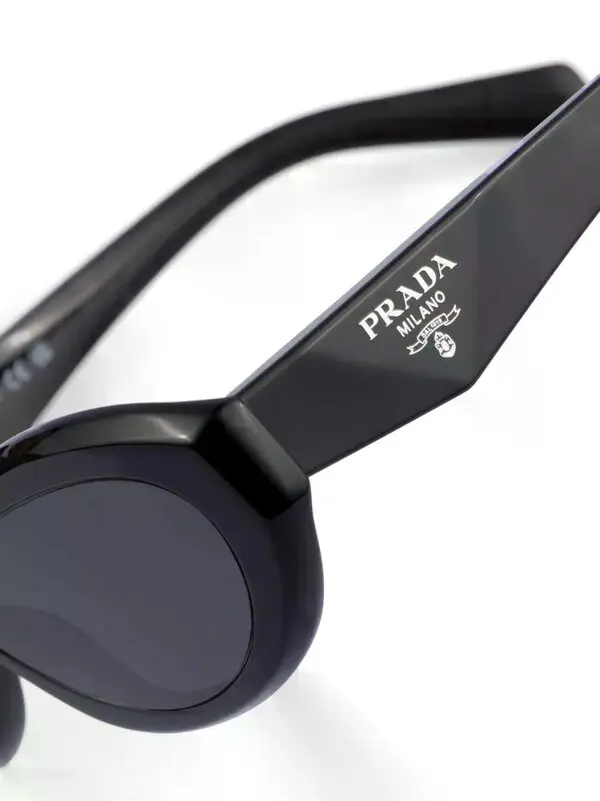 Prada Symbole Oval-frame Sunglasses - Black