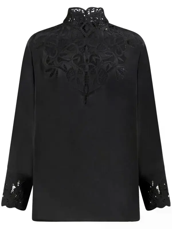 Etro Silk Crepe De Chine Broderie Anglaise Blouse - Black