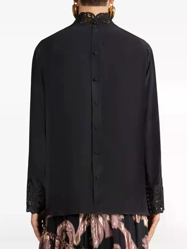 Etro Silk Crepe De Chine Broderie Anglaise Blouse