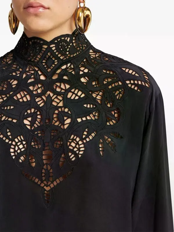 Etro Silk Crepe De Chine Broderie Anglaise Blouse
