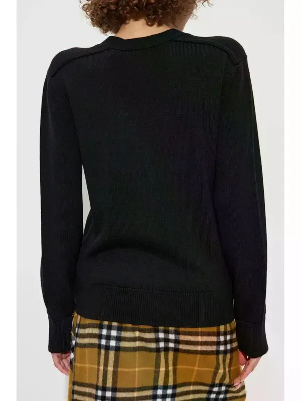 Burberry V-neck Wool Cardigan With Appliqu