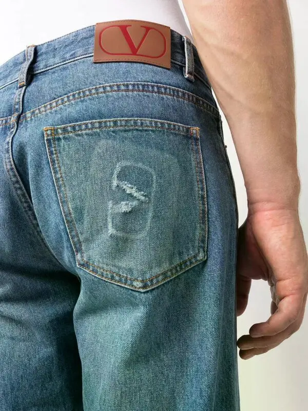 Valentino Garavani Distressed Straight Leg Jeans