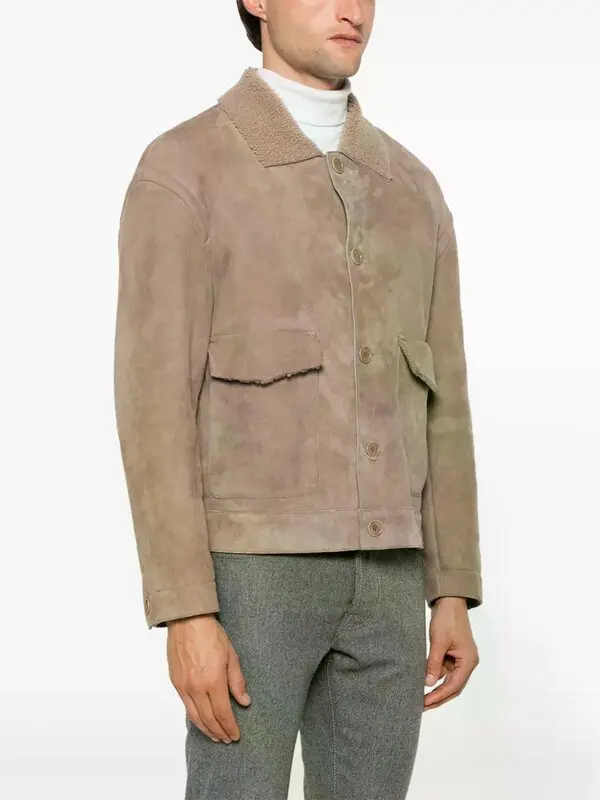 SALVATORE SANTORO Suede Shearling Collar Jacket