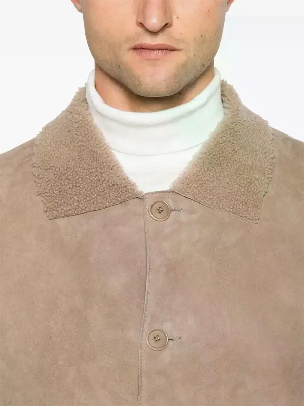 SALVATORE SANTORO Suede Shearling Collar Jacket