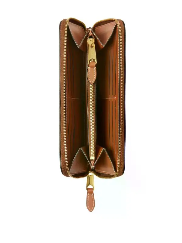 Burberry Checked Zipped Leather Wallet