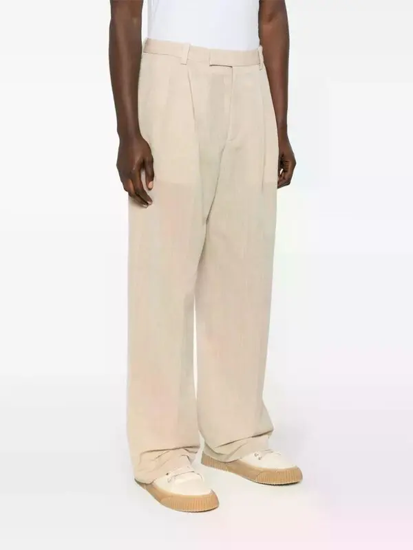 Jacquemus Beige Linen-wool Blend Tapered Trousers
