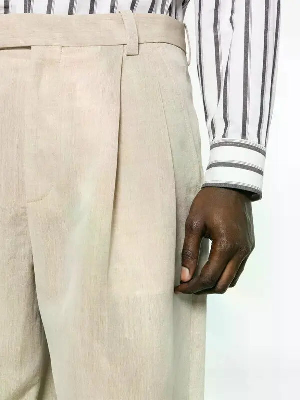 Jacquemus Beige Linen-wool Blend Tapered Trousers