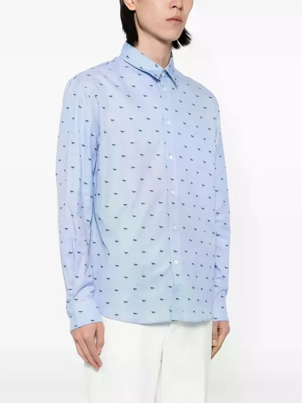 Maison Kitsuné Fox-print Shirt - Blue