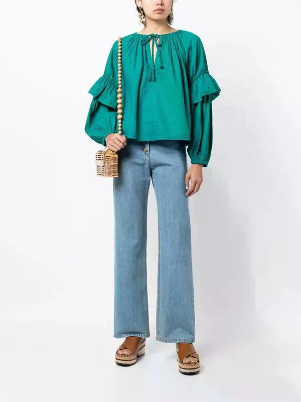 Ulla Johnson Tie-front Puff-sleeve Blouse