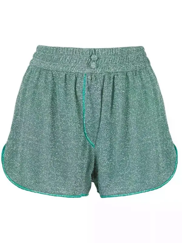 Oseree Lumiere Lurex Shorts - Green