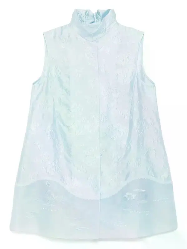 Shiatzy Chen Mandarin-collar Jacquard Vest Jacket - Blue