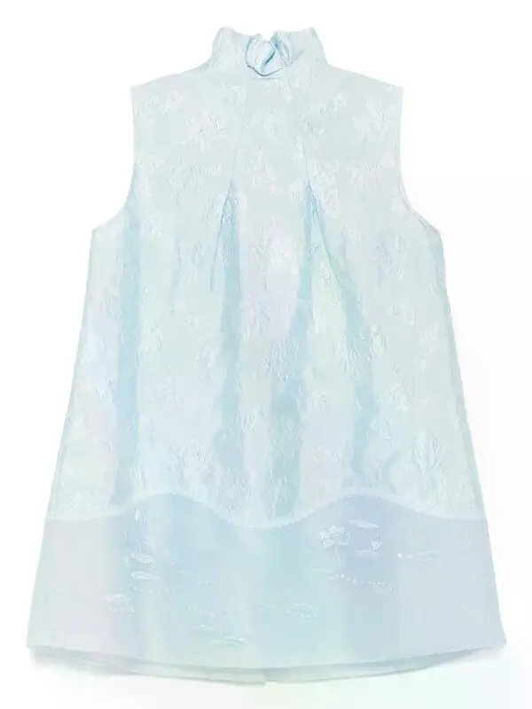 Shiatzy Chen Mandarin-collar Jacquard Vest Jacket - Blue
