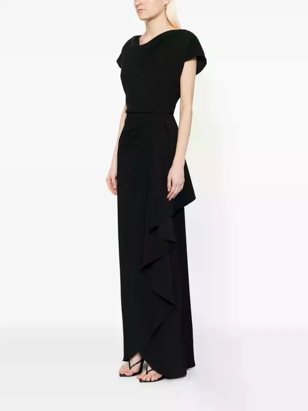 Amsale Draped Crepe Gown - Black