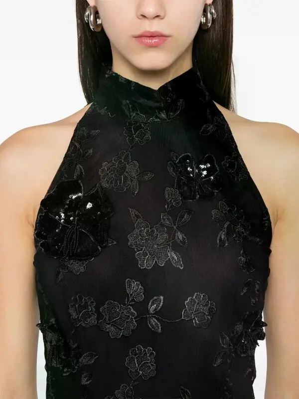 ROTATE BY BIRGER CHRISTENSEN Floral Embroidered Mesh Mini Dress
