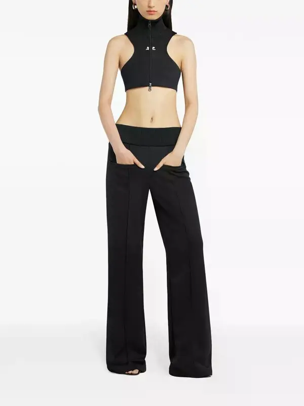 COURREGES Scuba Cropped Jacket With Logo Detail - Black