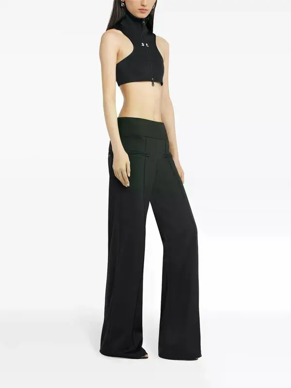 COURREGES Scuba Cropped Jacket With Logo Detail - Black