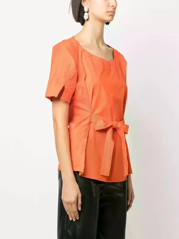 Henrik Vibskov Tied-waist Short-sleeved Blouse