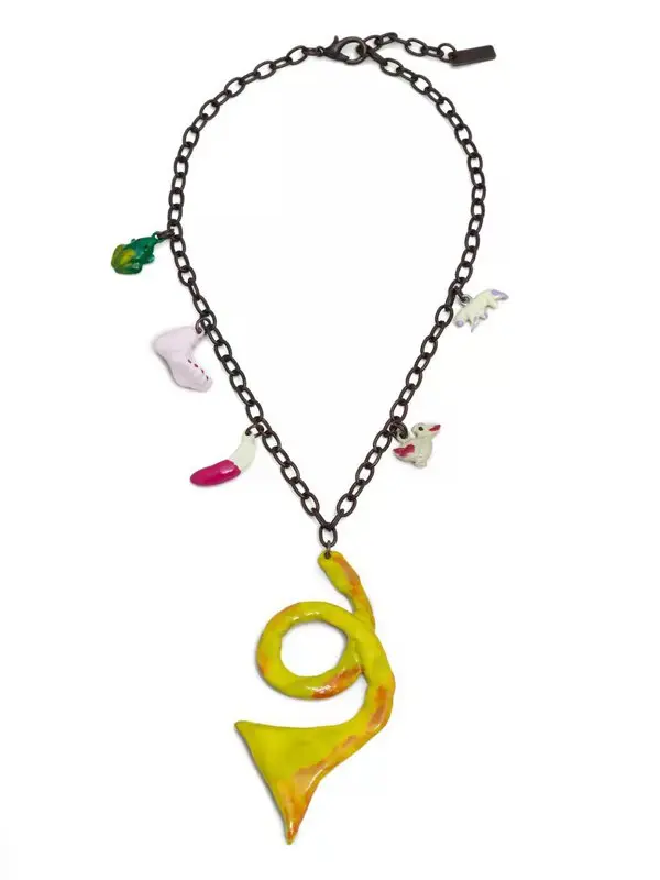 Marni Embellished Charm Necklace - Silver