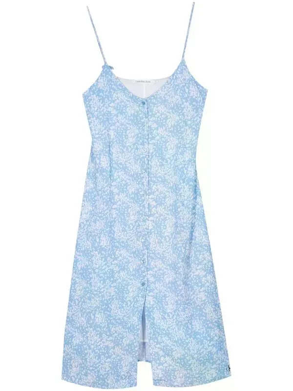 Calvin Klein Floral-print Midi Dress - Blue