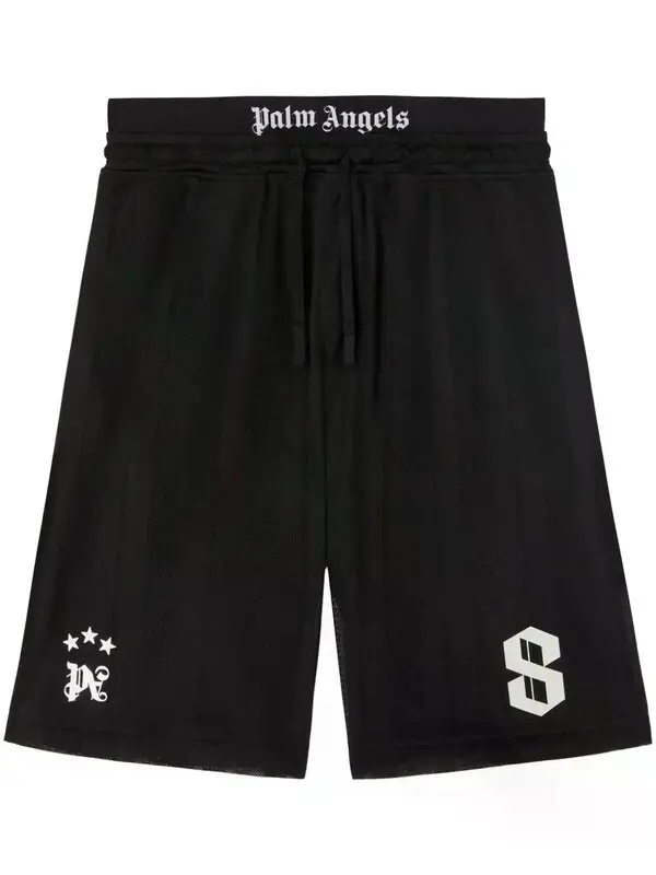 Palm Angels Mesh Logo Shorts - Black