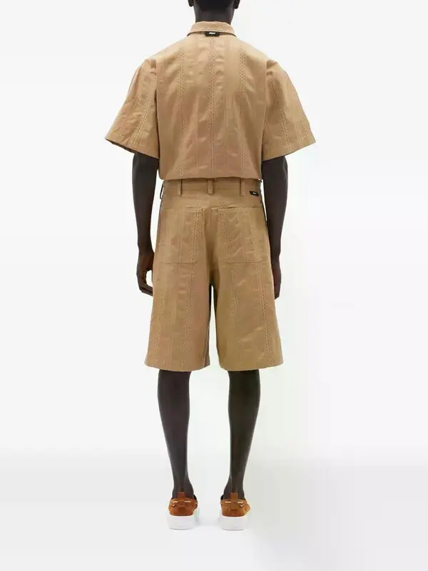 MSGM Striped Embroidered Shorts