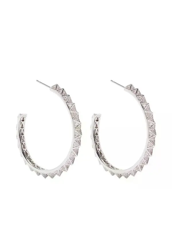 Eddie Borgo Pavé Pyramid Hoop Earrings - Silver