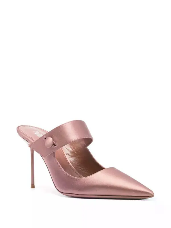Paris Texas 95mm Satin Mules - Pink