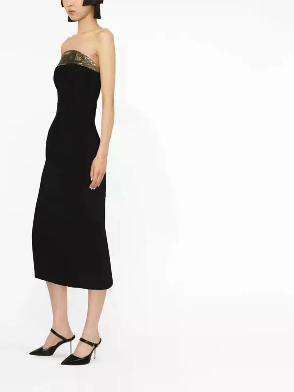 GENNY Sequin-embellished Strapless Midi Dress