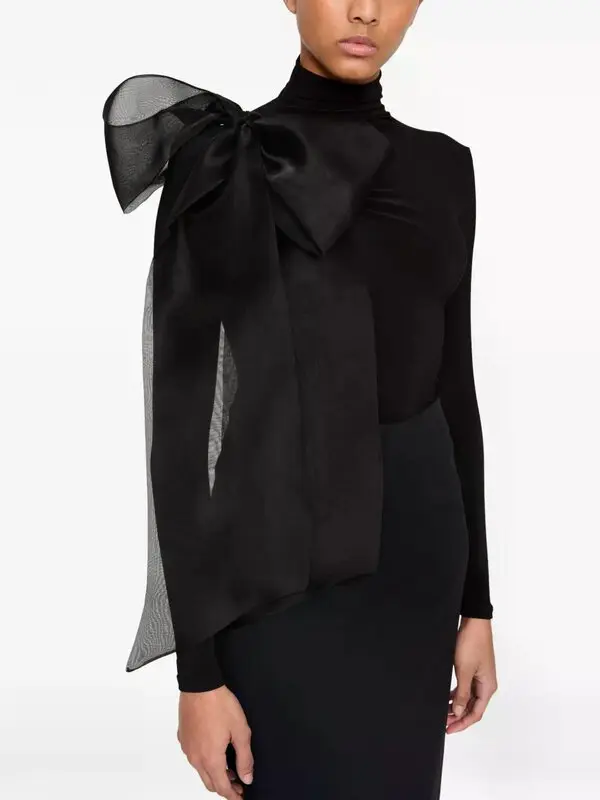 ATU BODY COUTURE Bow Detail High Neck Blouse - Black