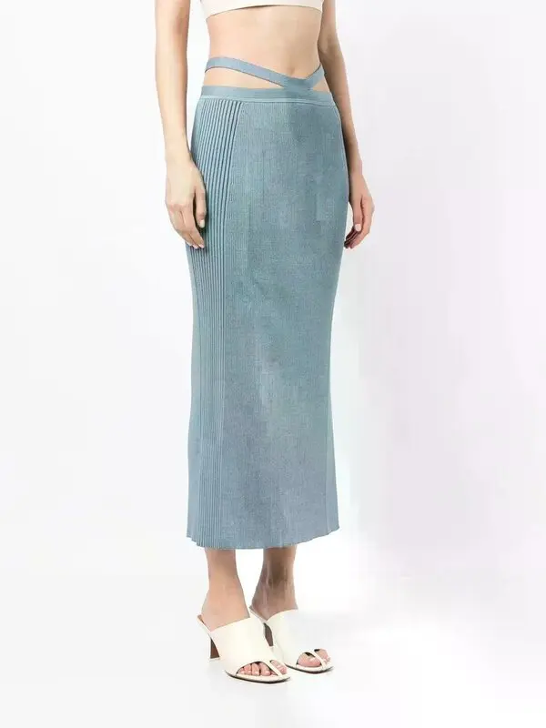 Simkhai Ribbed Midi Skirt With Cut-out Detail
