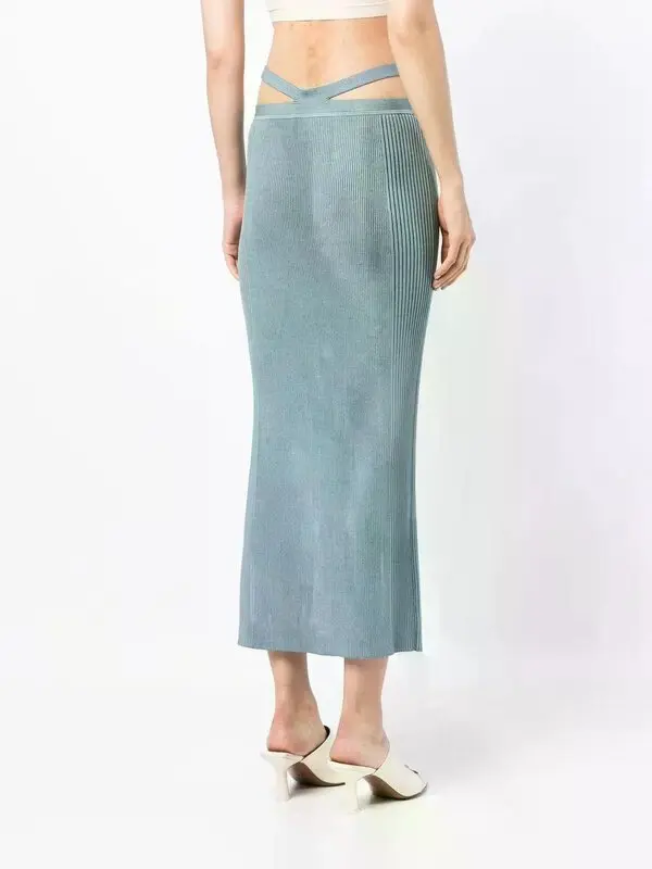 Simkhai Ribbed Midi Skirt With Cut-out Detail