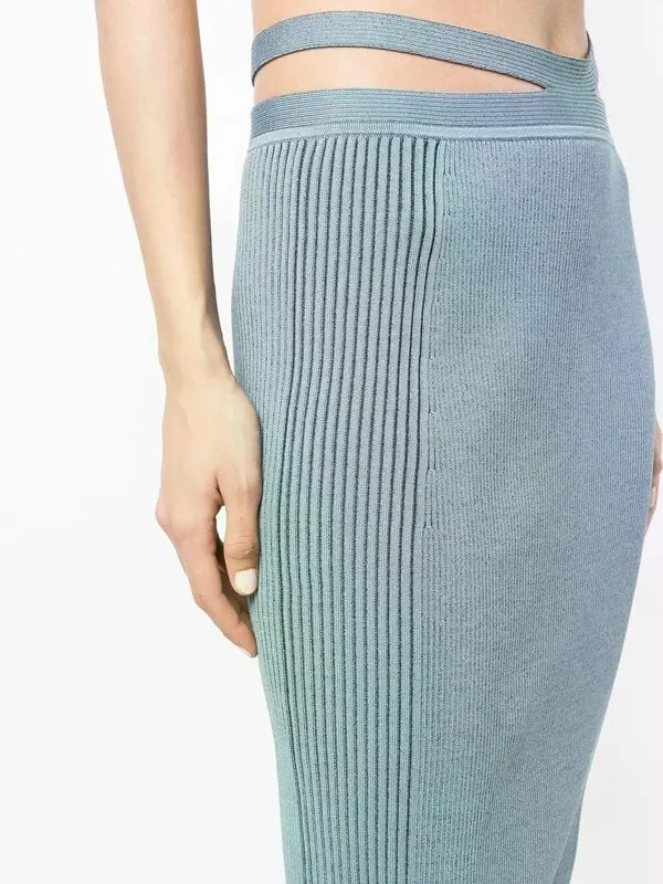 Simkhai Ribbed Midi Skirt With Cut-out Detail