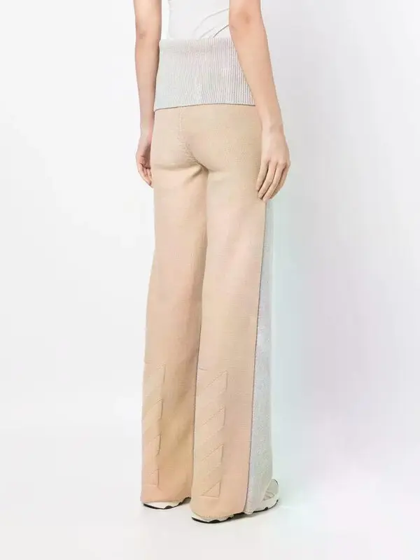 Off-White Diag Languid Two-tone Knit Trousers - Neutrals