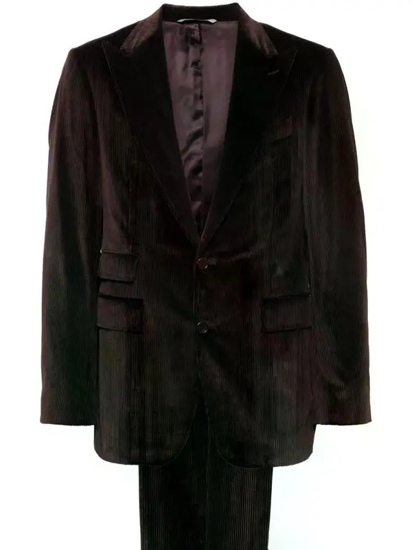Canali Corduroy Single-breasted Suit - Red