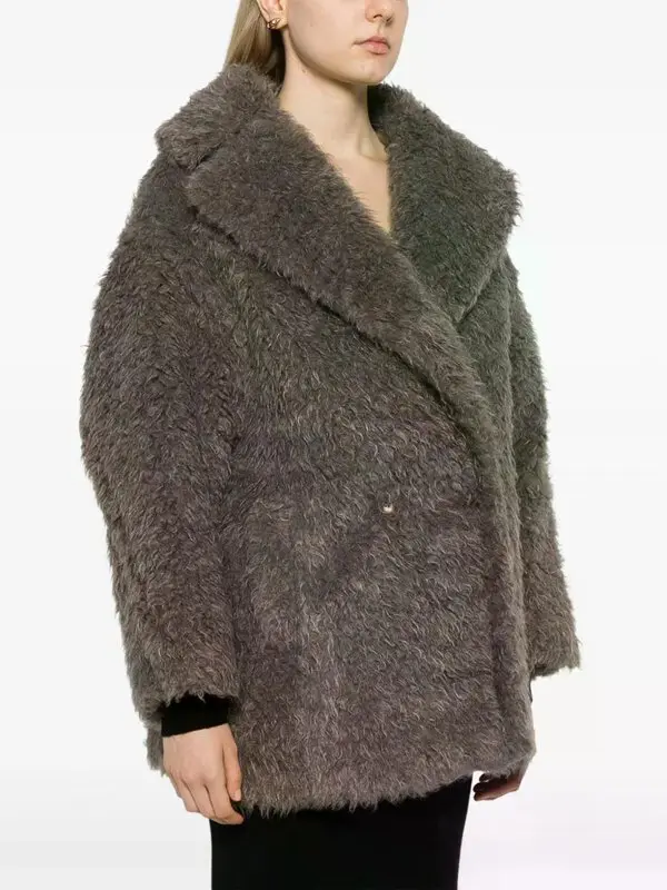 BLANCA VITA Faux-shearling Double-breasted Coat - Grey
